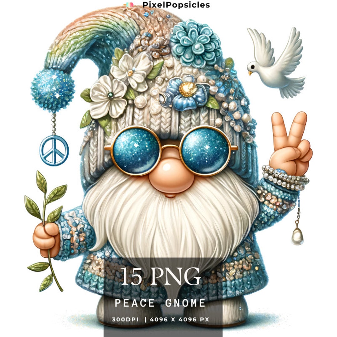 15 Peace Gnome Watercolor PNG, Gnome Tie Dye Clipart PNG, Sublimation ...