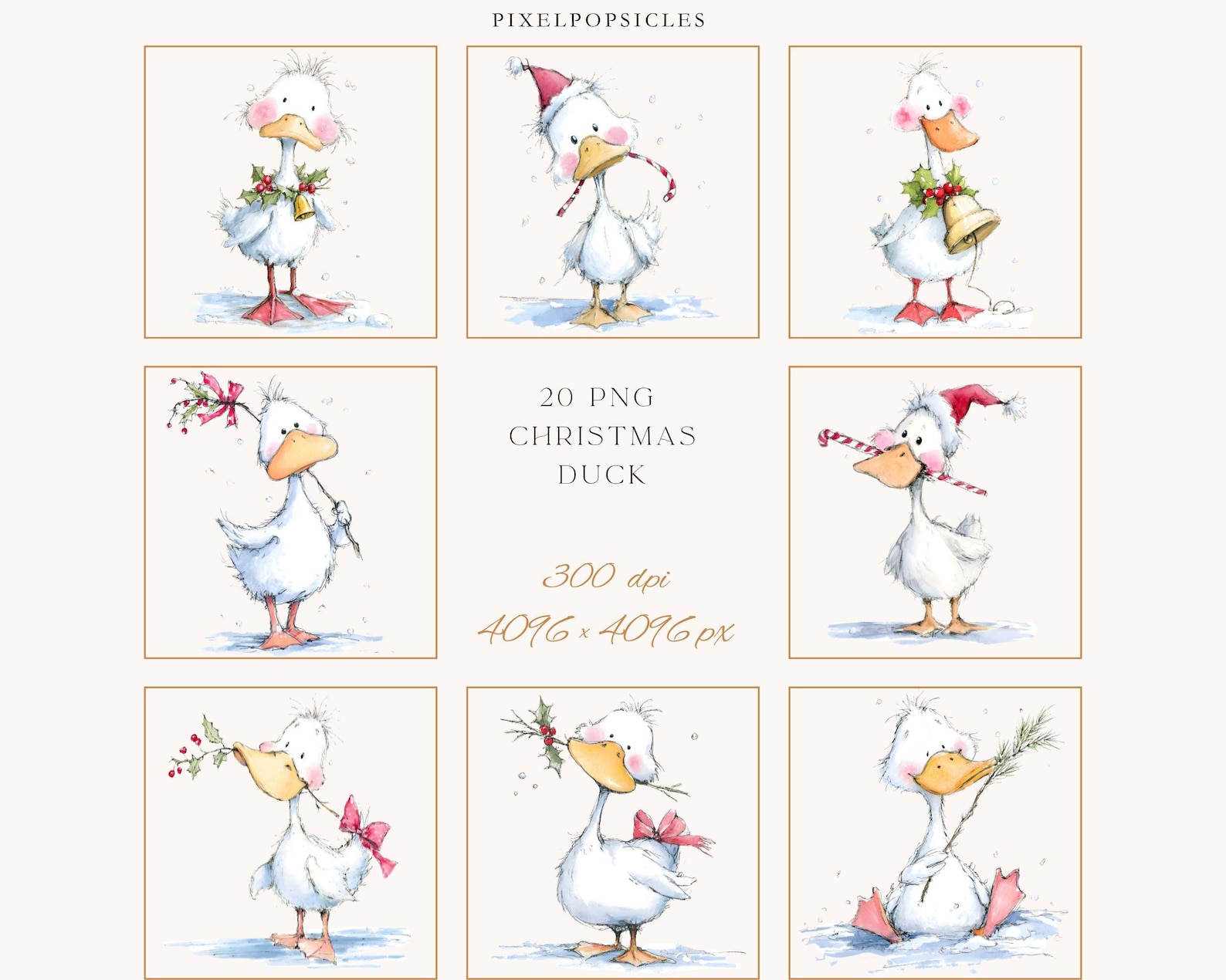 Christmas Duck PNG Bundle: Winter Woodland Clip Art (digital Download ...