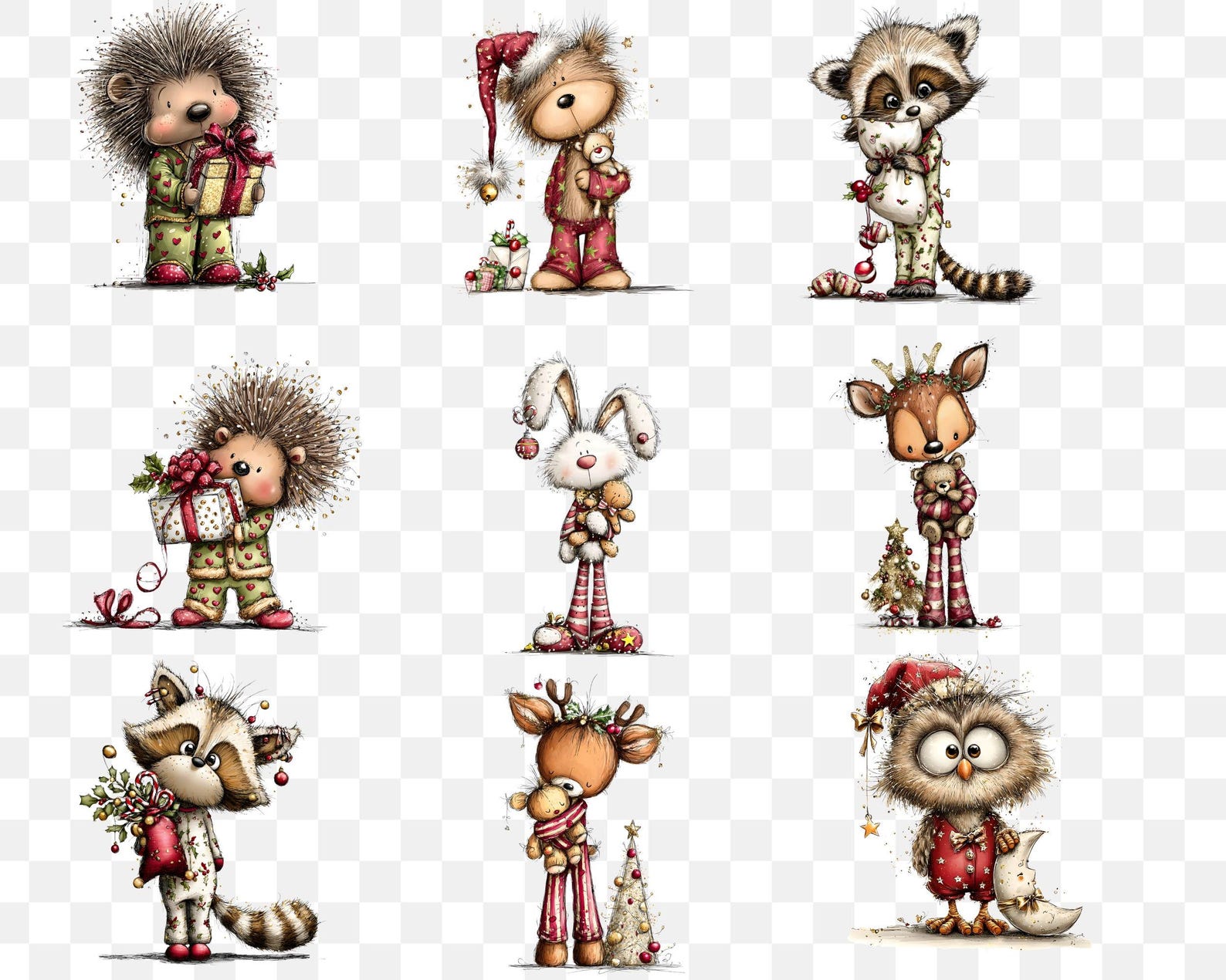 Christmas Animals PNG Bundle: Winter Woodland Clip Art (digital ...