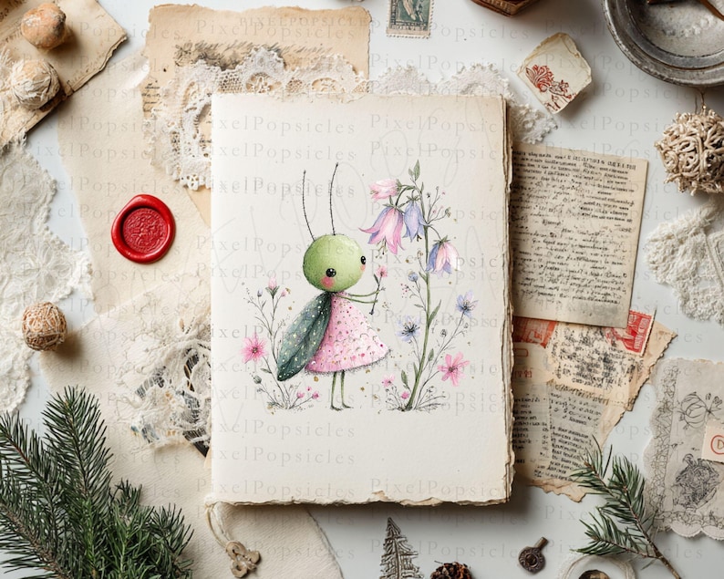 Kawaii Spring Bugs Clipart Bundle | 13 PNG Transparent Watercolor ...