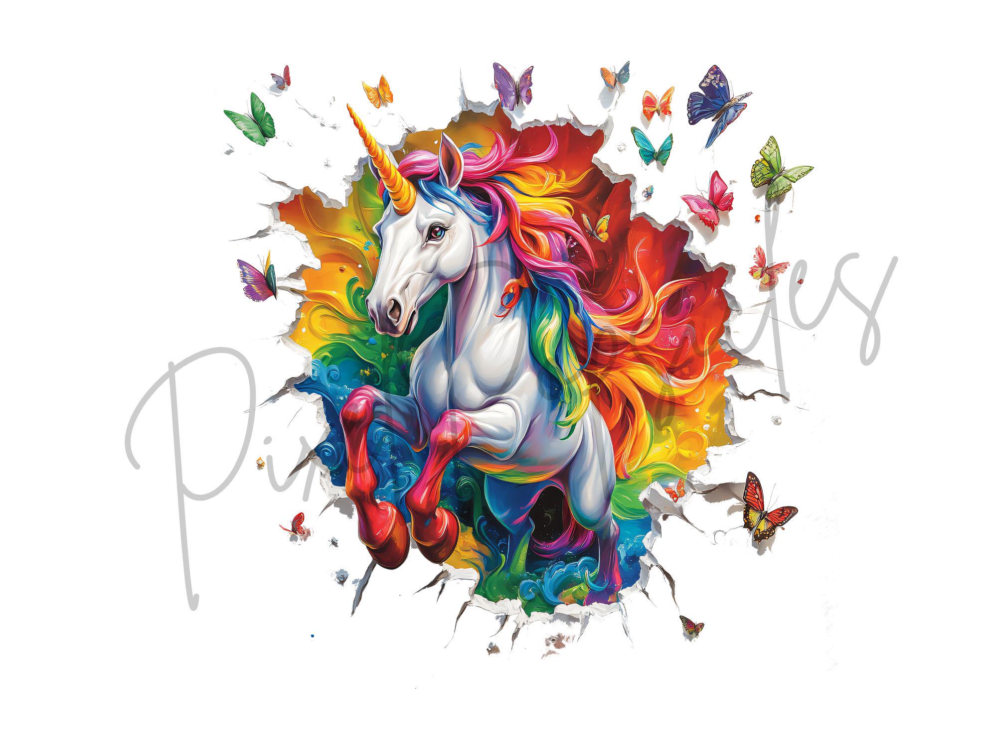 10 Watercolor Unicorn Clipart: Rainbow Ink PNG Images (digital Download ...