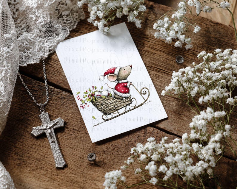 Christmas Mouse PNG Bundle: Winter Woodland Clip Art (digital Download ...