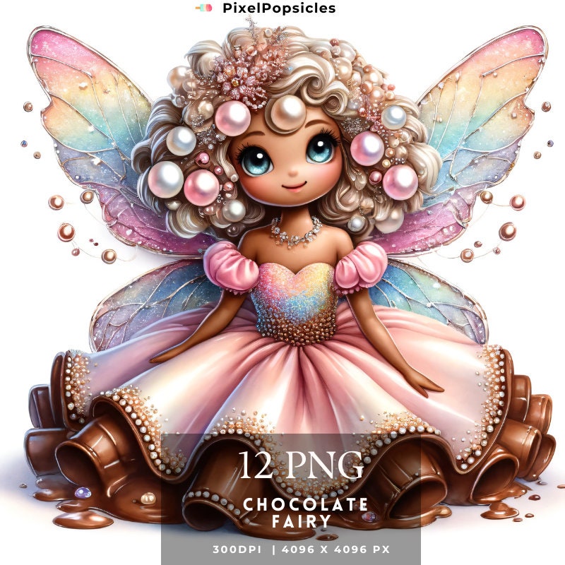12 Cute Chocolate Fairy Clipart, Biscuits Fairy Wall Art Png,watercolor ...