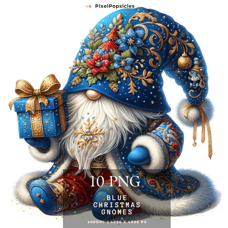 Blue Christmas Gnomes Clipart 10 PNG Files Christmas Clipart Winter ...