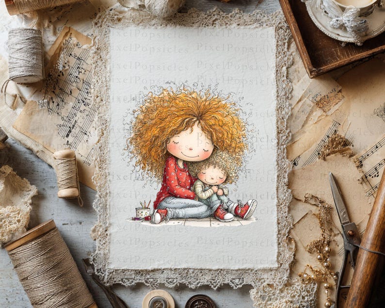 Mother's Day Watercolor Clipart: Mother and Daughter Art (digital ...