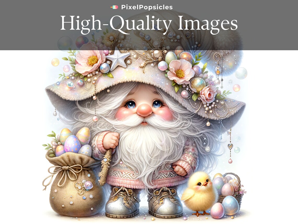 12 Easter Gnomes Watercolor Clipart PNG, Spring Flowers Easter Eggs ...