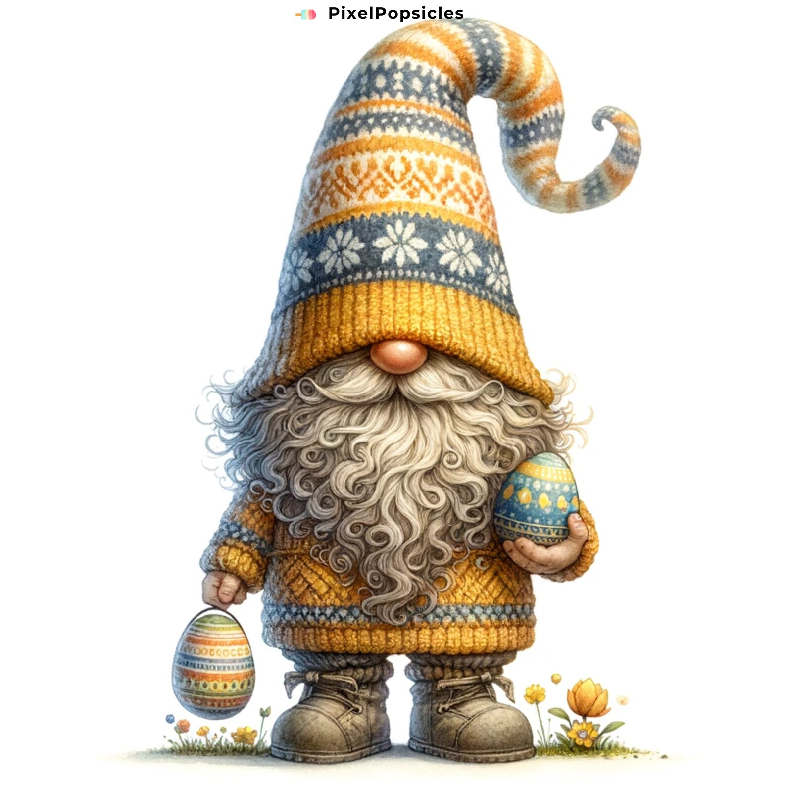 10 Easter Gnomes Watercolor Clipart PNG, Spring Flowers Easter Eggs ...