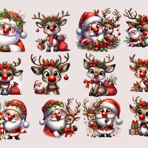 Santa and Rudolph Clipart: Festive Christmas Gnomes (12 PNG Files) - Etsy