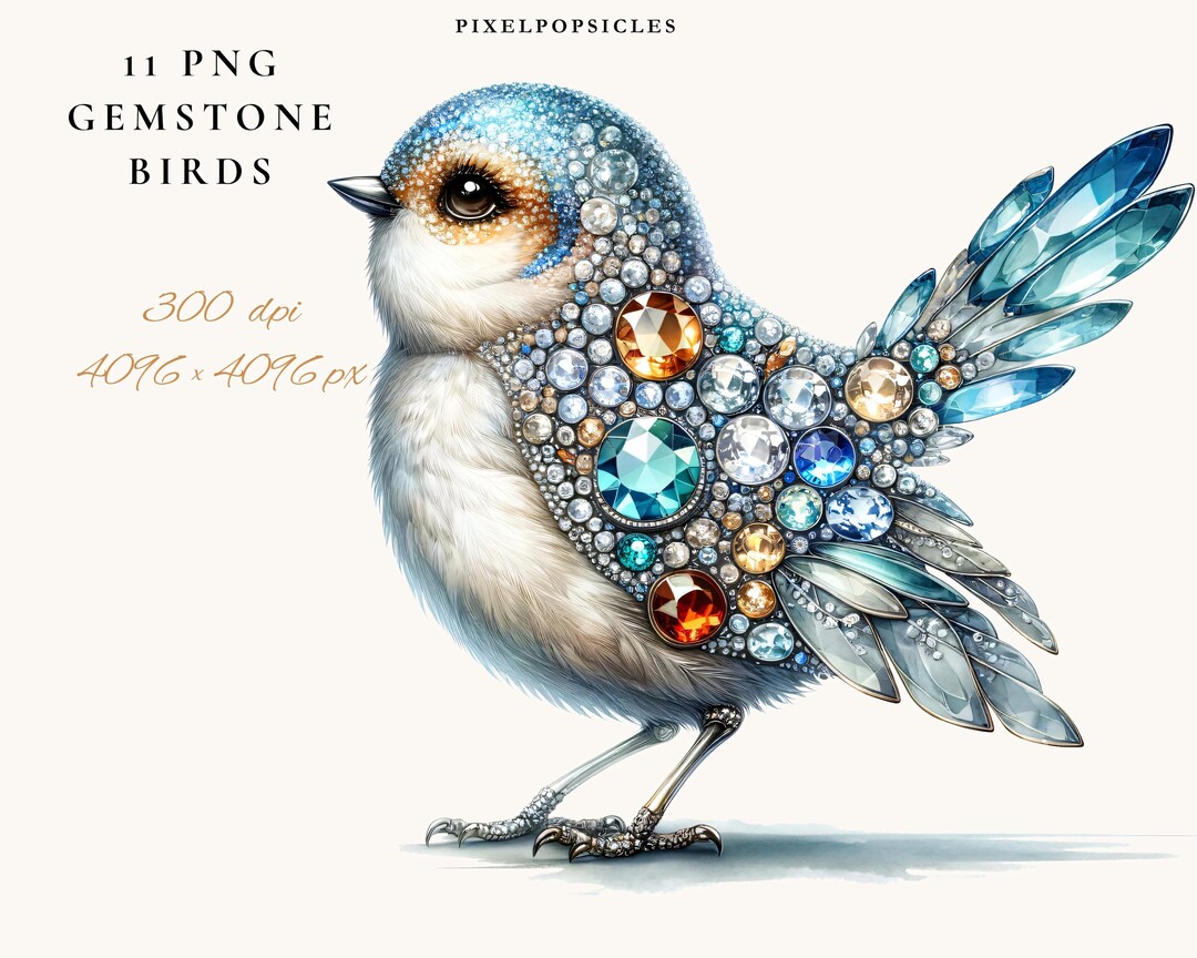 Gemstone Birds Clipart: Watercolor Style (digital Download) 1# - Etsy