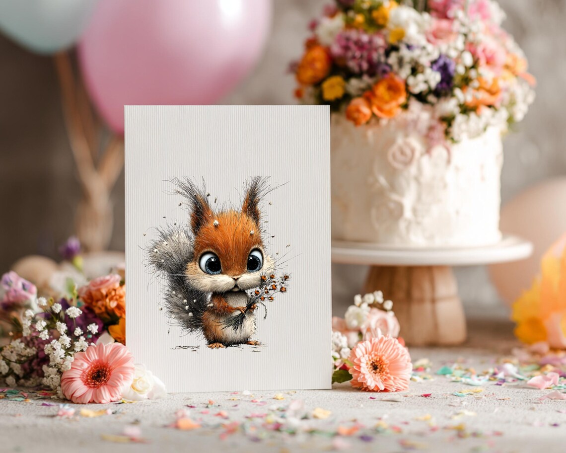 Quirky Squirrel Clipart – Funny Woodland Animal PNG (digital Download ...