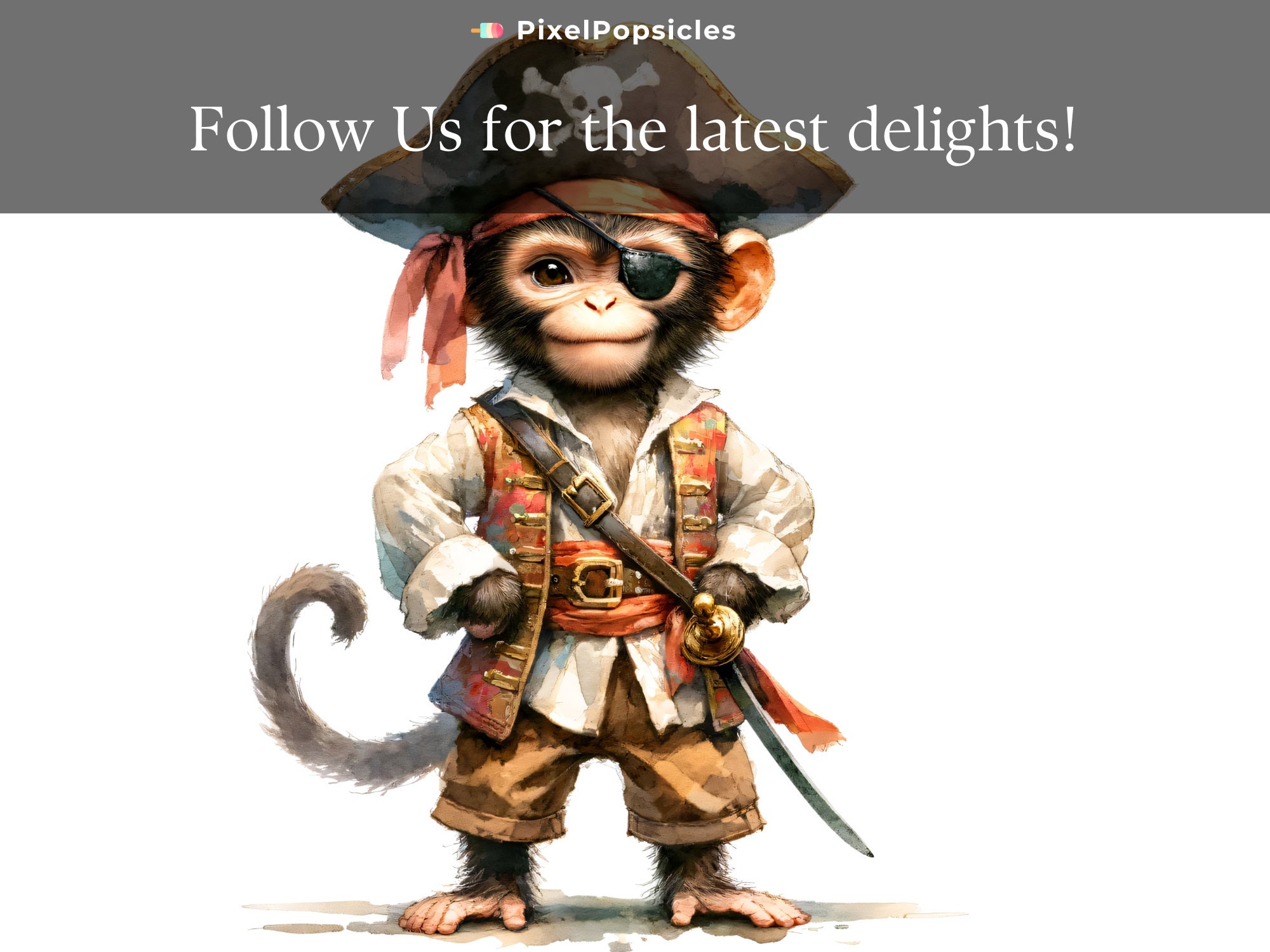 Pirate Animals Clipart 12 High Quality Pngs, Digital Download, Card ...