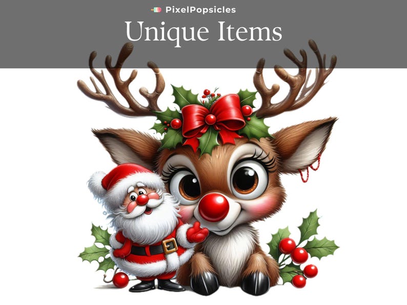 Santa and Rudolph Clipart: Festive Christmas Gnomes (12 PNG Files) - Etsy