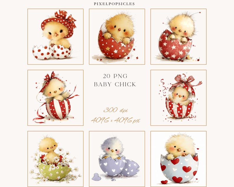 Easter Chick Clipart Bundle: Watercolor Spring Pngs (digital Download ...