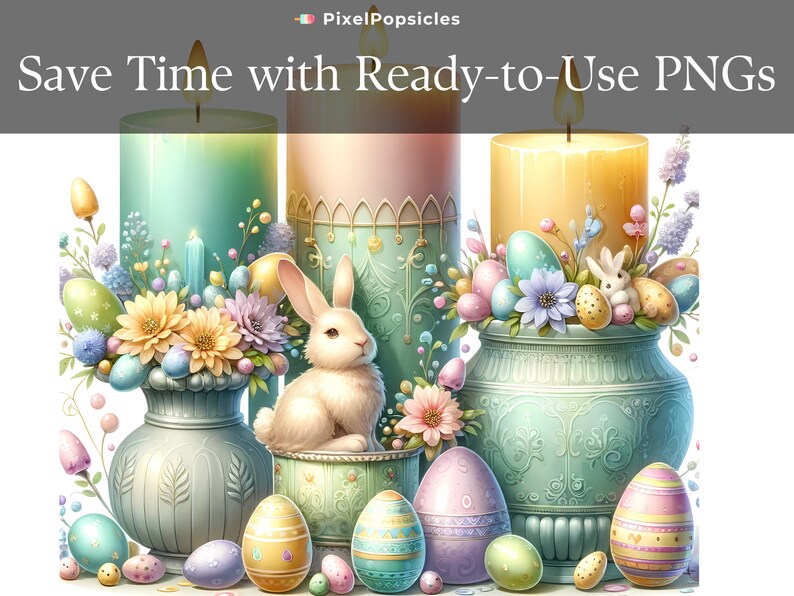 Easter Candle Clipart 12 High Quality Pngs, Memory Book, Junk Journals ...