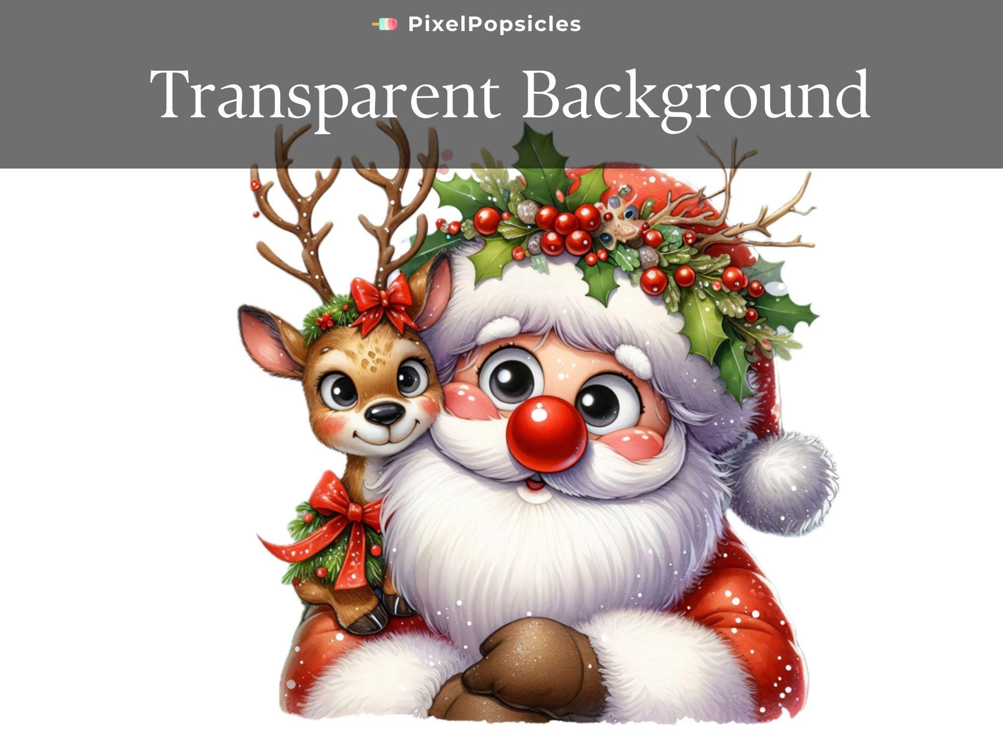 Santa and Rudolph Clipart: Festive Christmas Gnomes (12 PNG Files) - Etsy