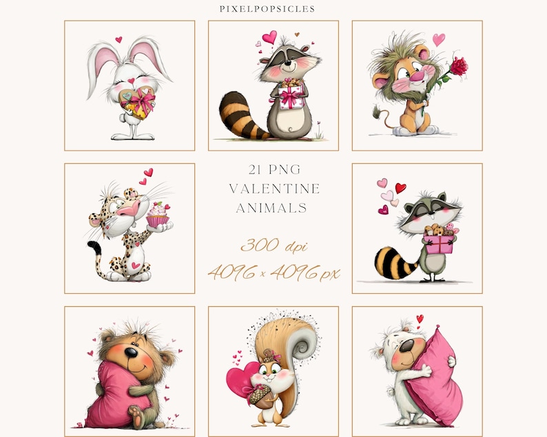 Valentine Animals Watercolor Clipart Bundle (digital Download) 1# - Etsy