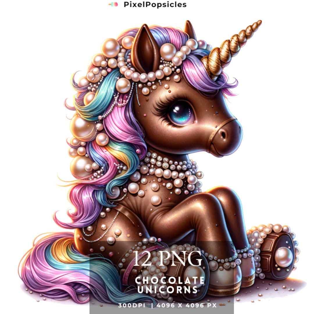 12 Cute Chocolate Unicorns Clipart, Biscuits Unicorn Wall Art Png ...