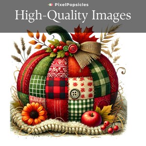 Plaid Pumpkin Clipart | Set of 10 | Cottagecore Fall, Rustic Autumn ...
