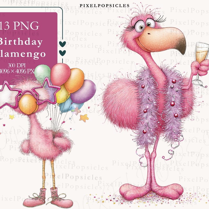 Flamingo Summer Kids Clipart - Etsy UK