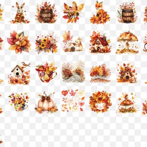 Watercolor Autumn Clipart Bundle: 60 PNG Fall Graphics (digital ...