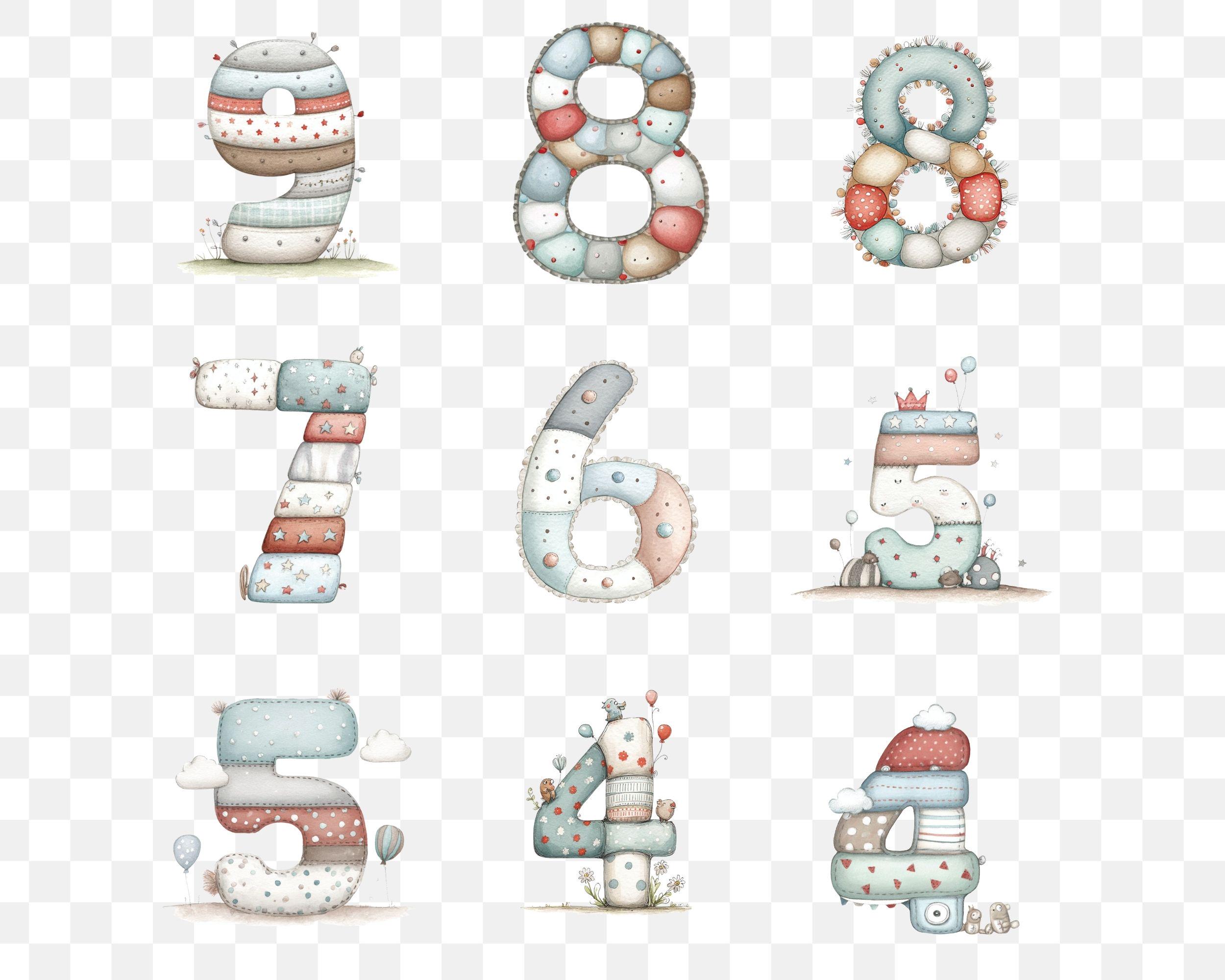 Pastel Numbers Clipart Set, 22 PNG Watercolor Digital Download for ...