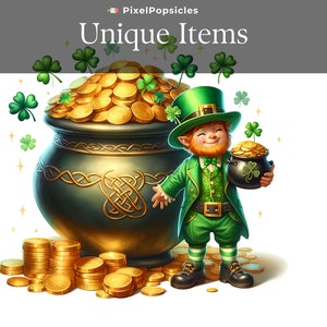 Pot of Gold Clipart, Shamrock Clipart, St Patrick's Day PNG, Green ...