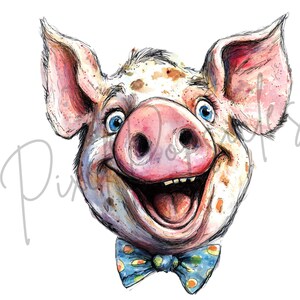 Funny Pig PNG Clipart: Playful Farm Animal Art (digital Download) - Etsy