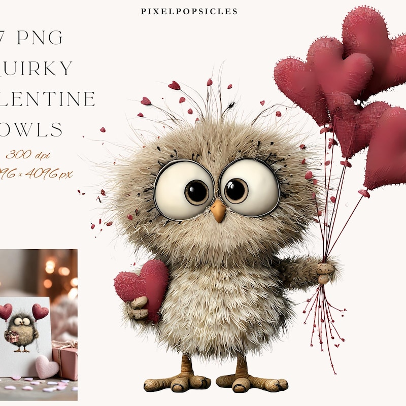 Owl Valentine Clipart - Etsy