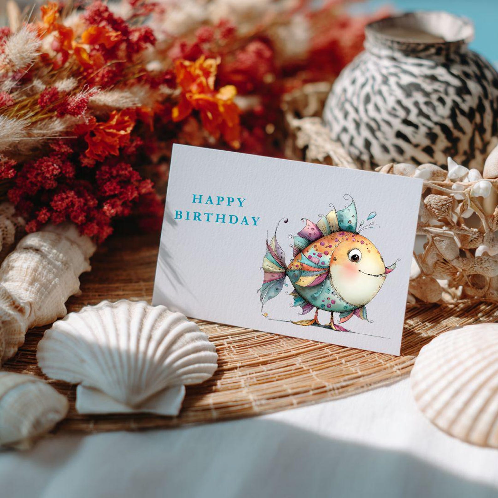 Grumpy Fish Art Print: Funny Sea Animal Kids Room Decor (digital ...