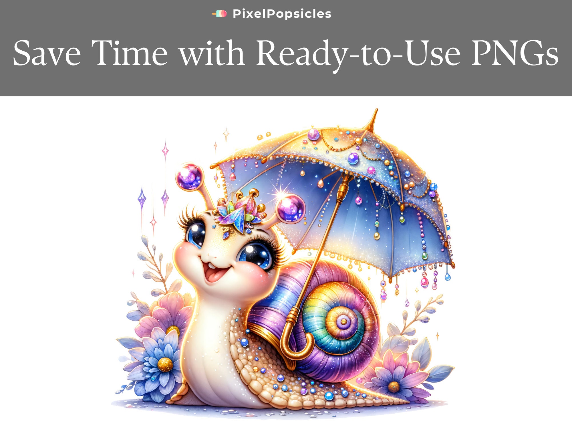 Snails Clipart, 12 PNG Watercolor, Colorful Clip Art, Spring Easter ...