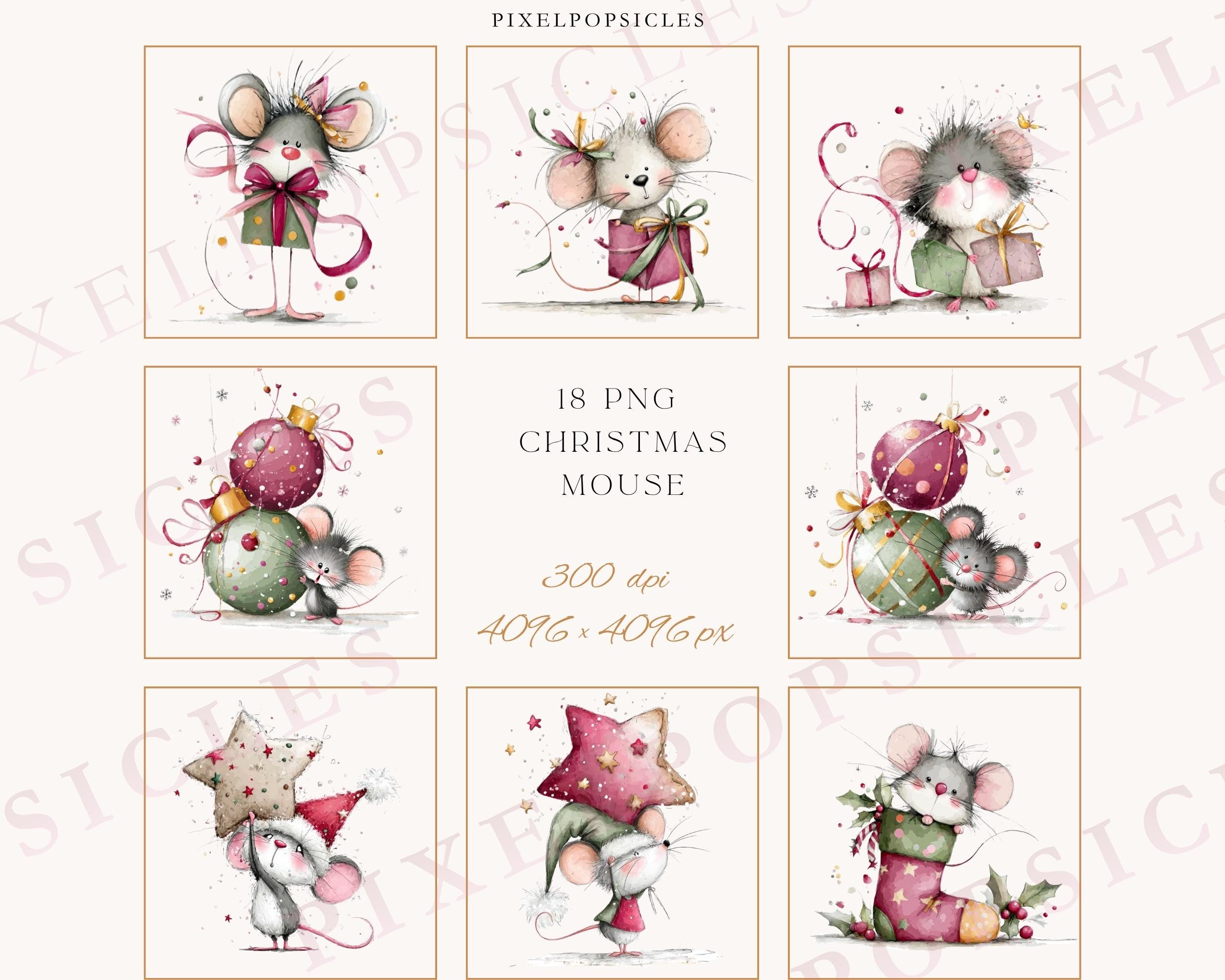 Christmas Mouse PNG Bundle: Winter Woodland Clip Art (digital Download ...