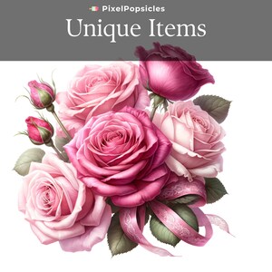 Watercolor Pink Roses Clipart: Vintage Floral PNG (digital Download) - Etsy