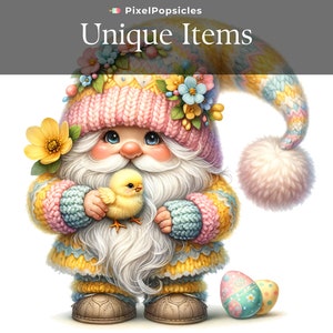 10 Easter Gnomes Watercolor Clipart PNG, Spring Flowers Easter Eggs ...