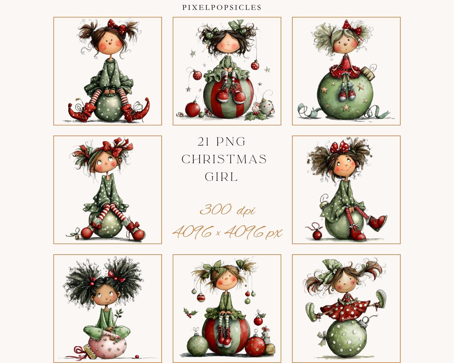 Christmas Girl Clipart: Festive Holiday PNG Images Digital Download for ...
