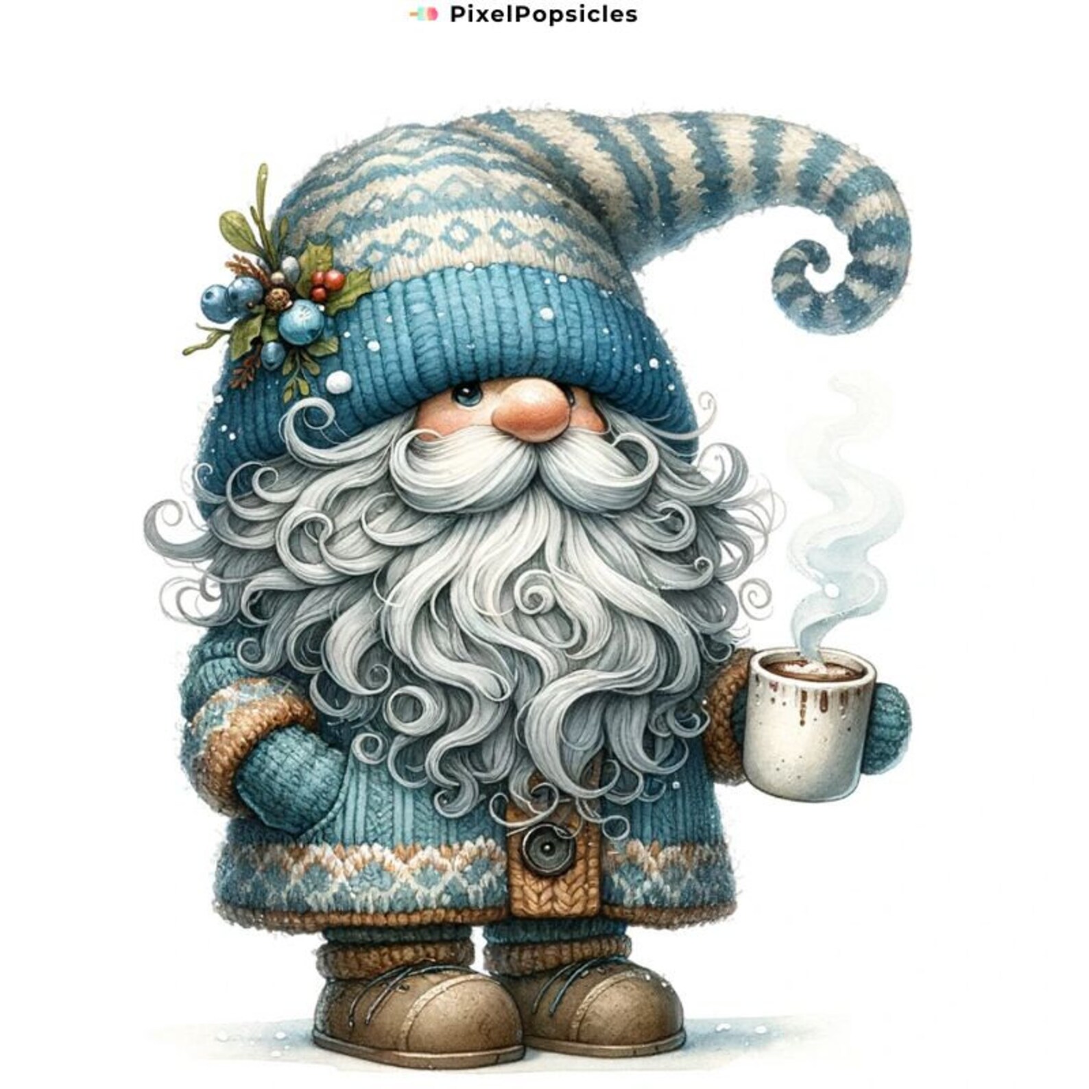 12 Winter Gnome Watercolor Clipart, Gnome Winter Clipart PNG, Fantasy ...