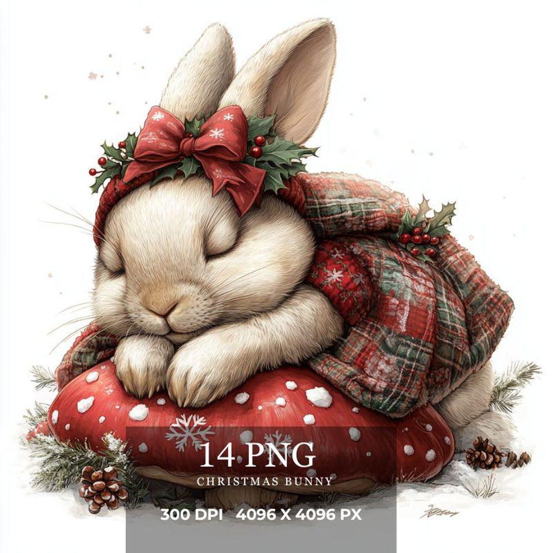 14 Christmas Bunny Clipart | High Quality Pngs, Memory Books, Junk ...