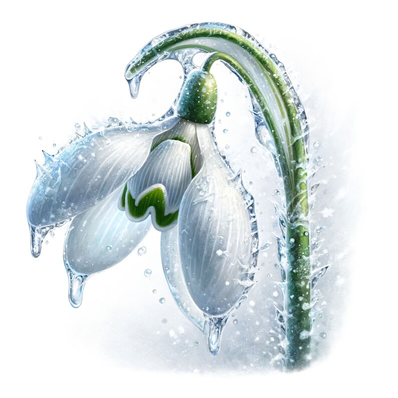 Frozen Flower Clipart: Watercolor Winter Flowers PNG (digital Download ...