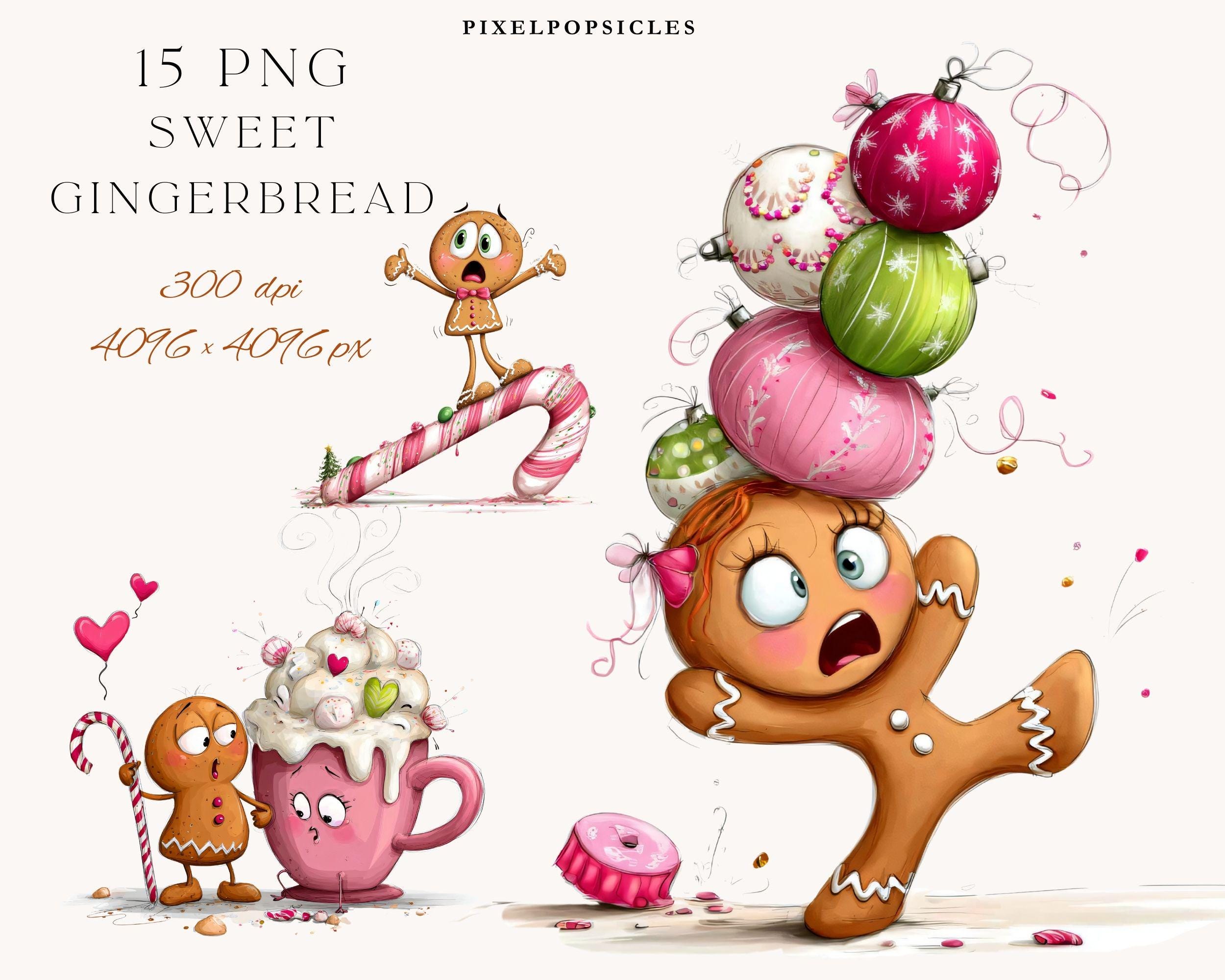 15 Sweet Watercolor Gingerbread Clipart: Christmas Cookie PNG Bundle ...