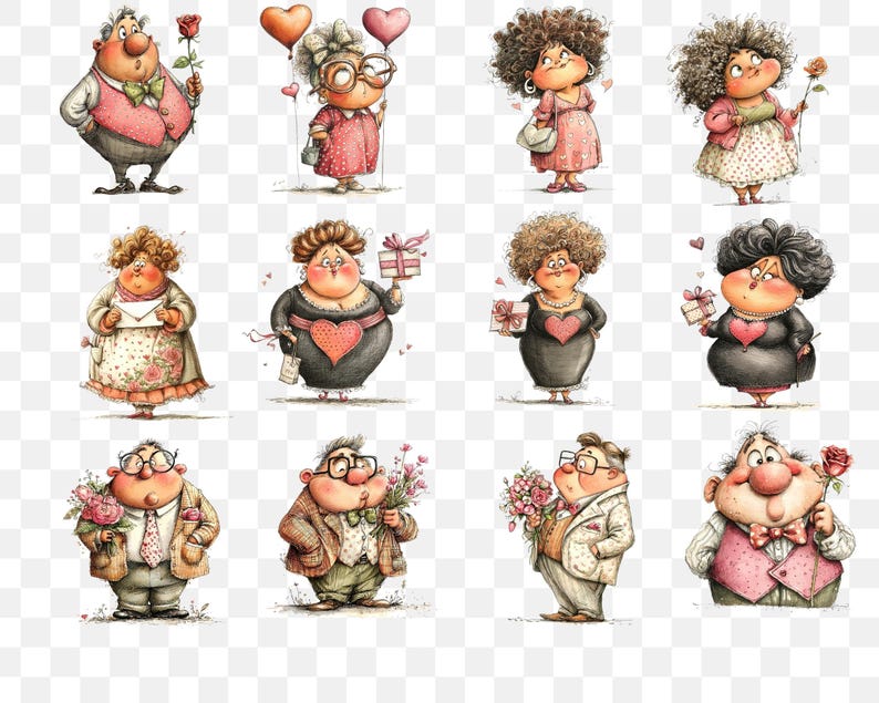 Valentine Characters Clipart Set – Watercolor Valentine Couple With ...