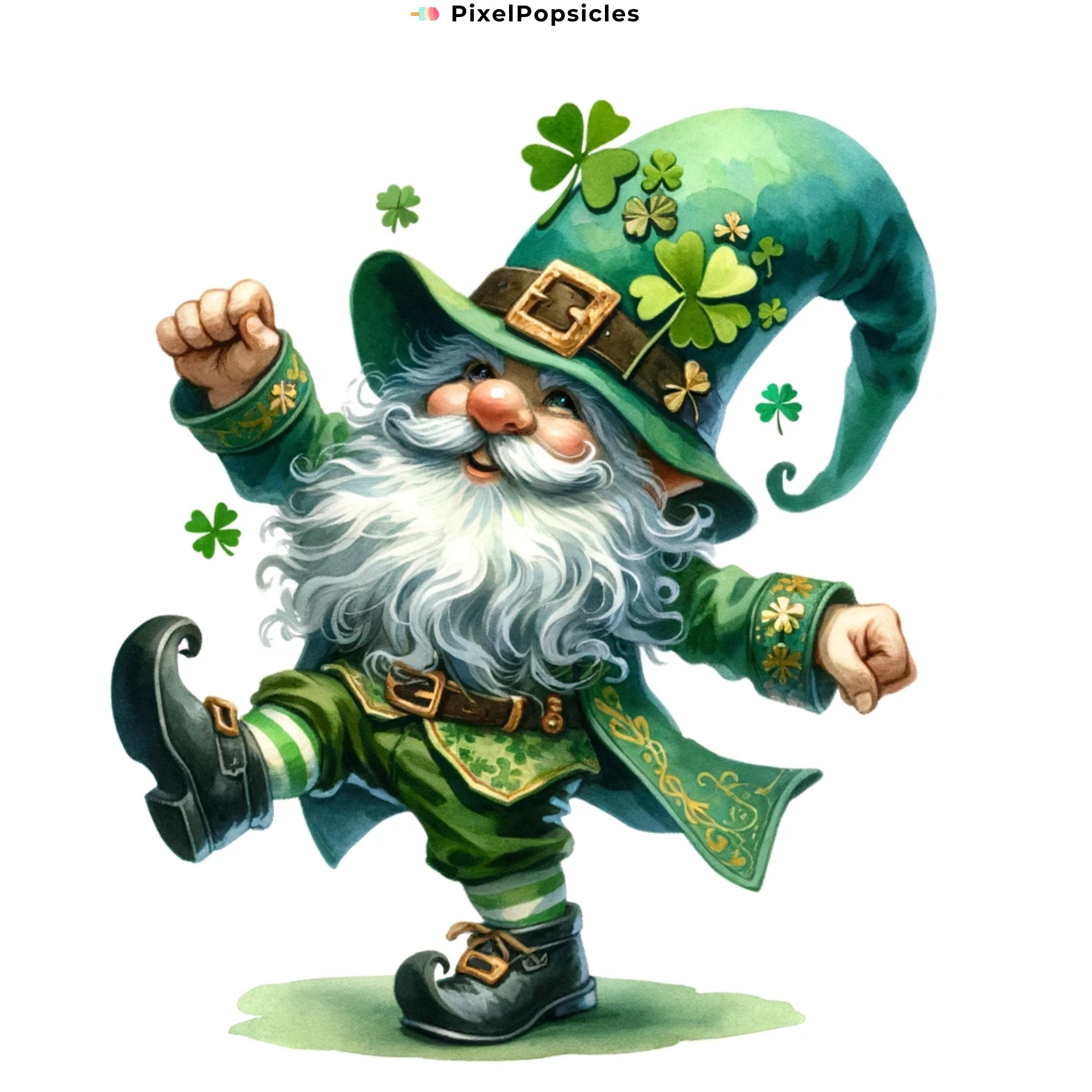 13 St Patrick Gnomes Clipart Illustration Watercolor PNG Set Saint ...