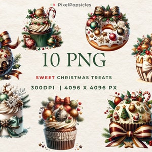 Christmas Sweets Clipart 10 PNG Bundle, Holiday Treats Graphics ...