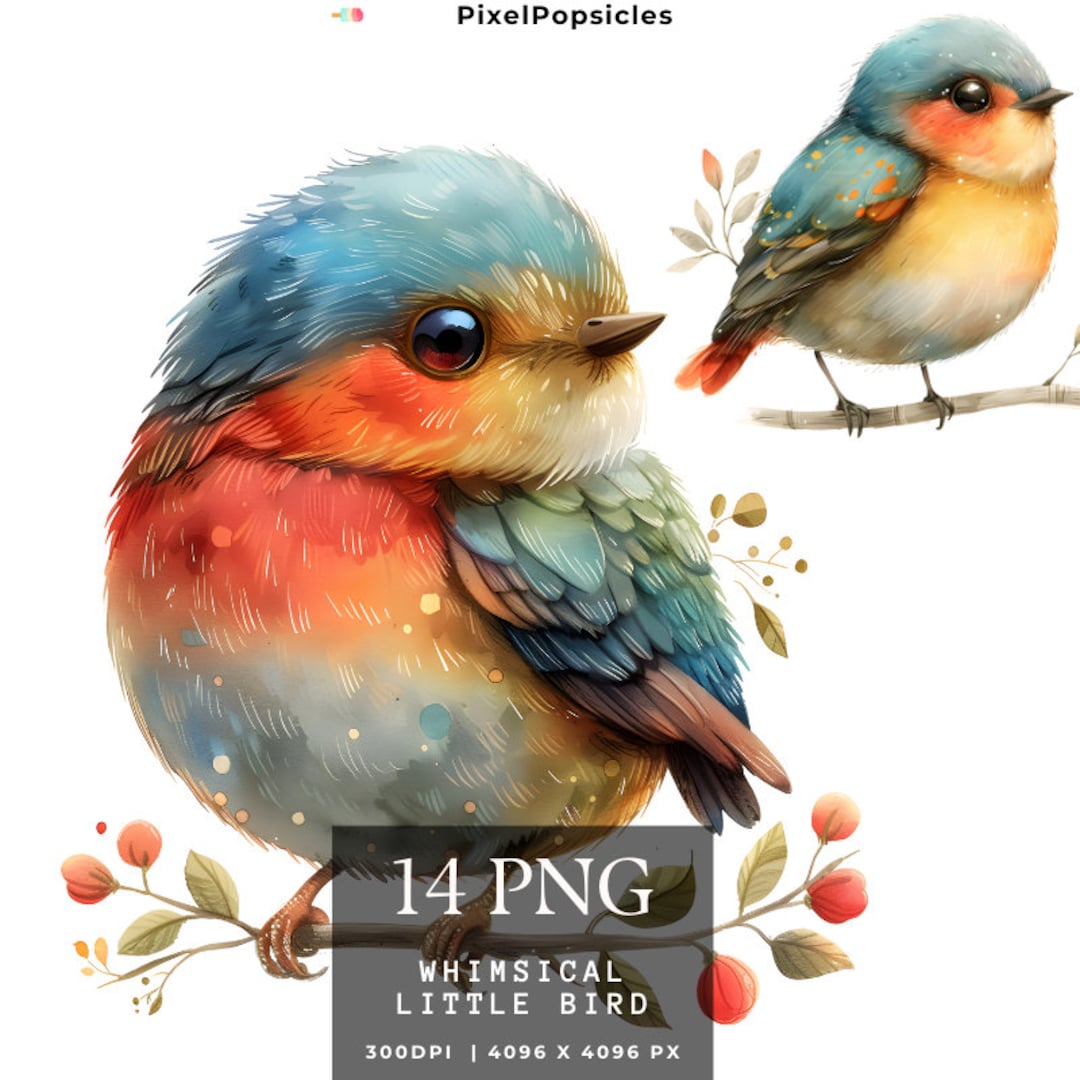14 Whimsical Little Bird Png, Cute Birds Clipart Png, Scrapbooking ...