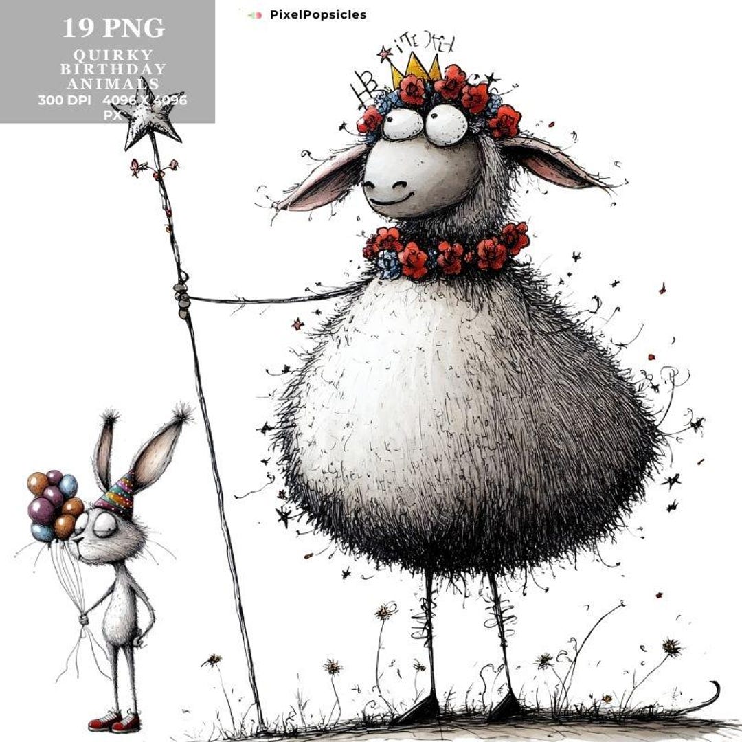 19 Whimsical Party Animals: Funny Birthday Graphics for Crafts and ...