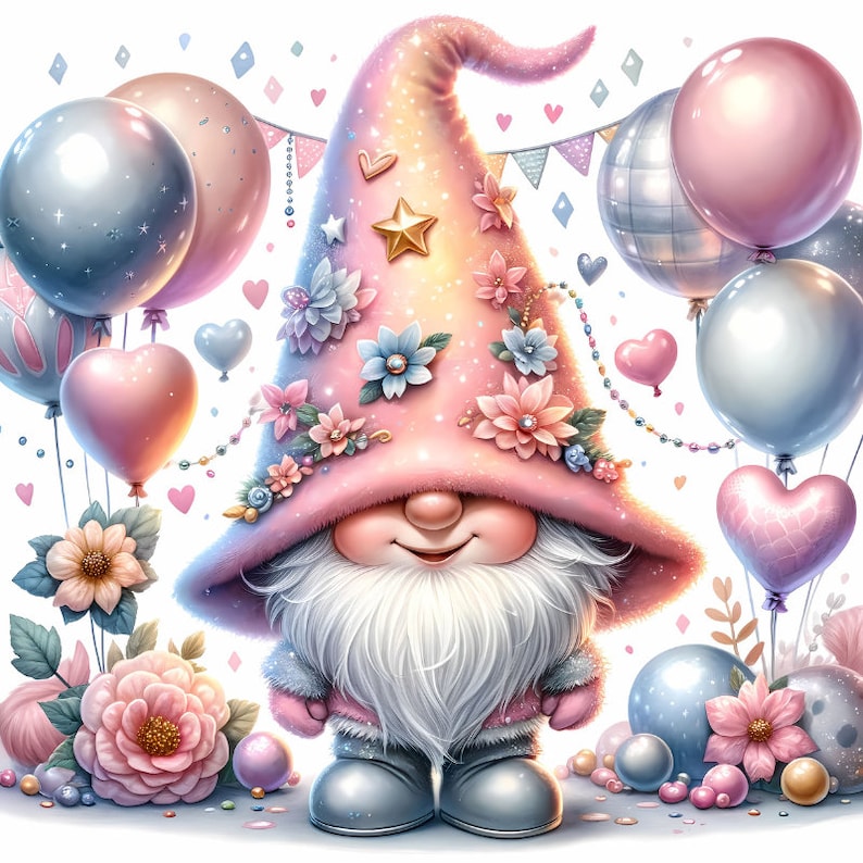 Birthday Gnome Clipart: Watercolor Gnomes, Card Making (digital Images ...