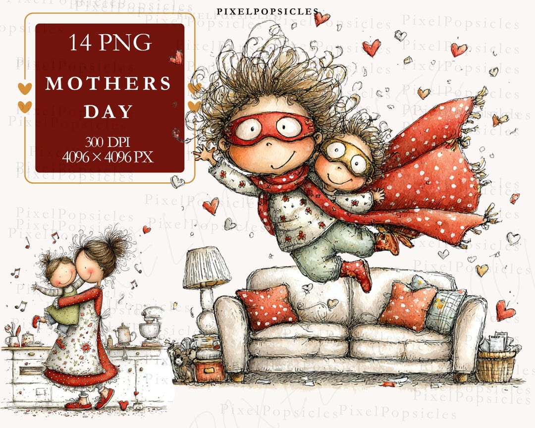 Mother's Day Watercolor Clipart: Mother and Daughter Art (digital ...