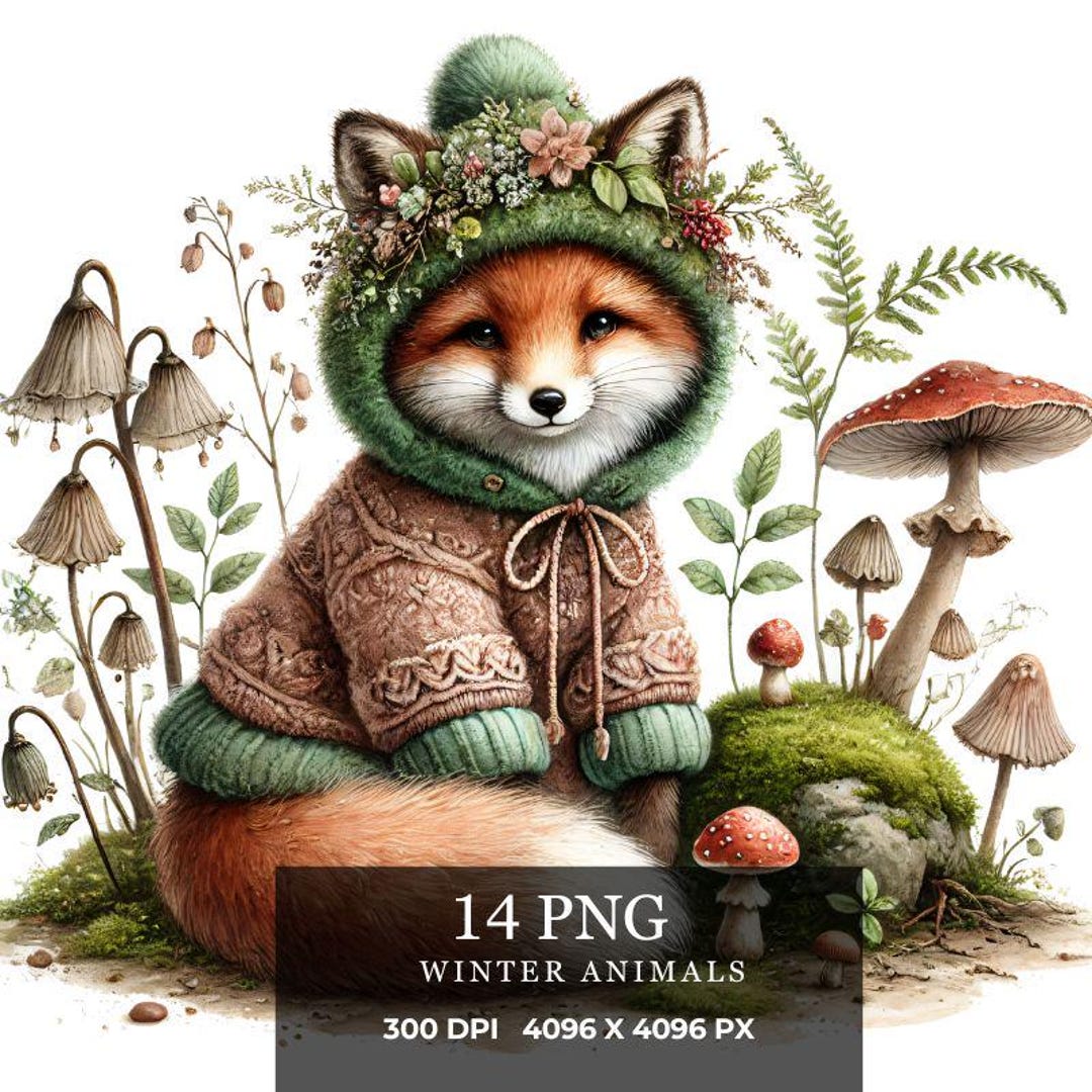 14 Cute Watercolor Winter Animals Clipart Bundle, Baby Animal Images ...