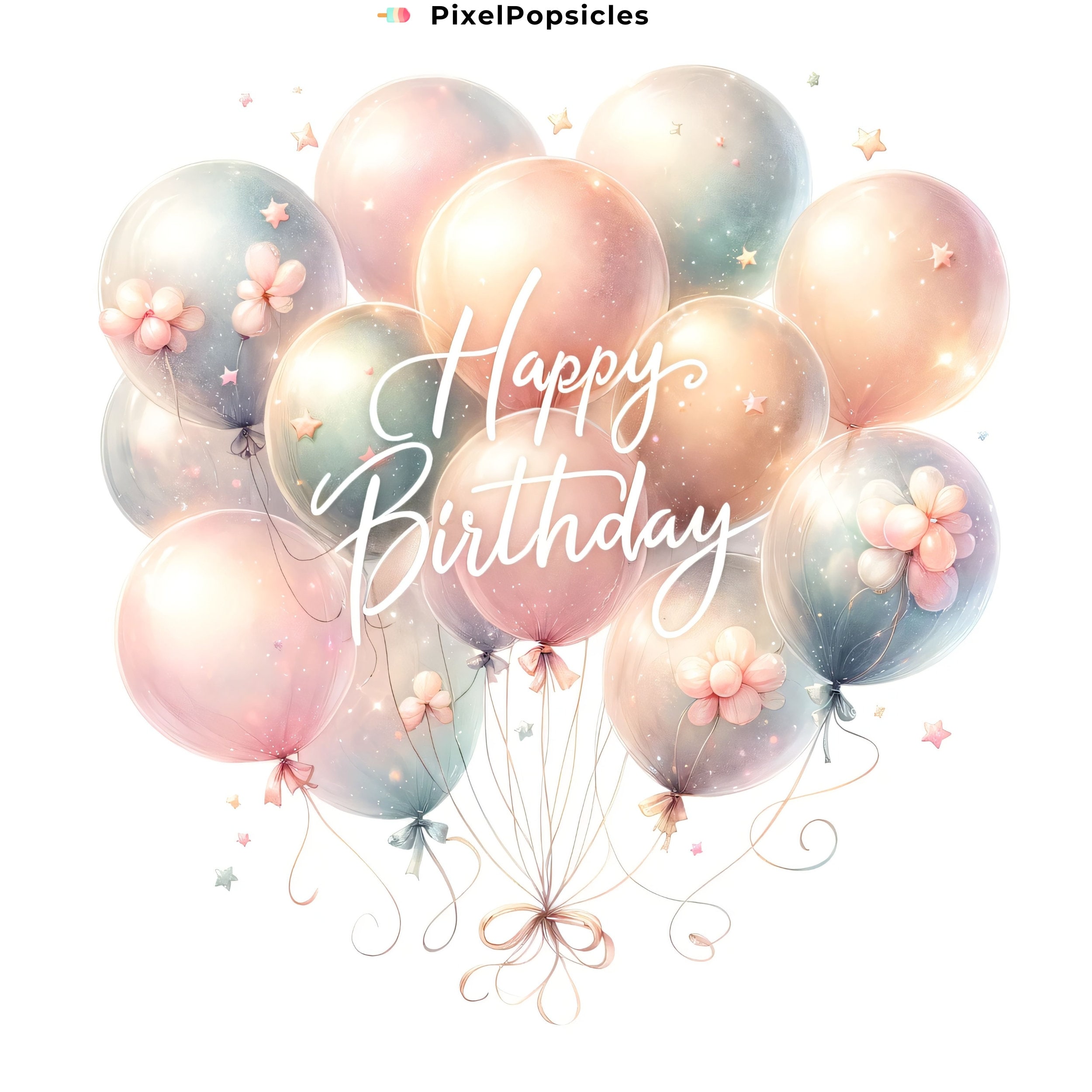 Watercolor Happy Birthday Collection JPG, Perfect for Birthday Cards ...