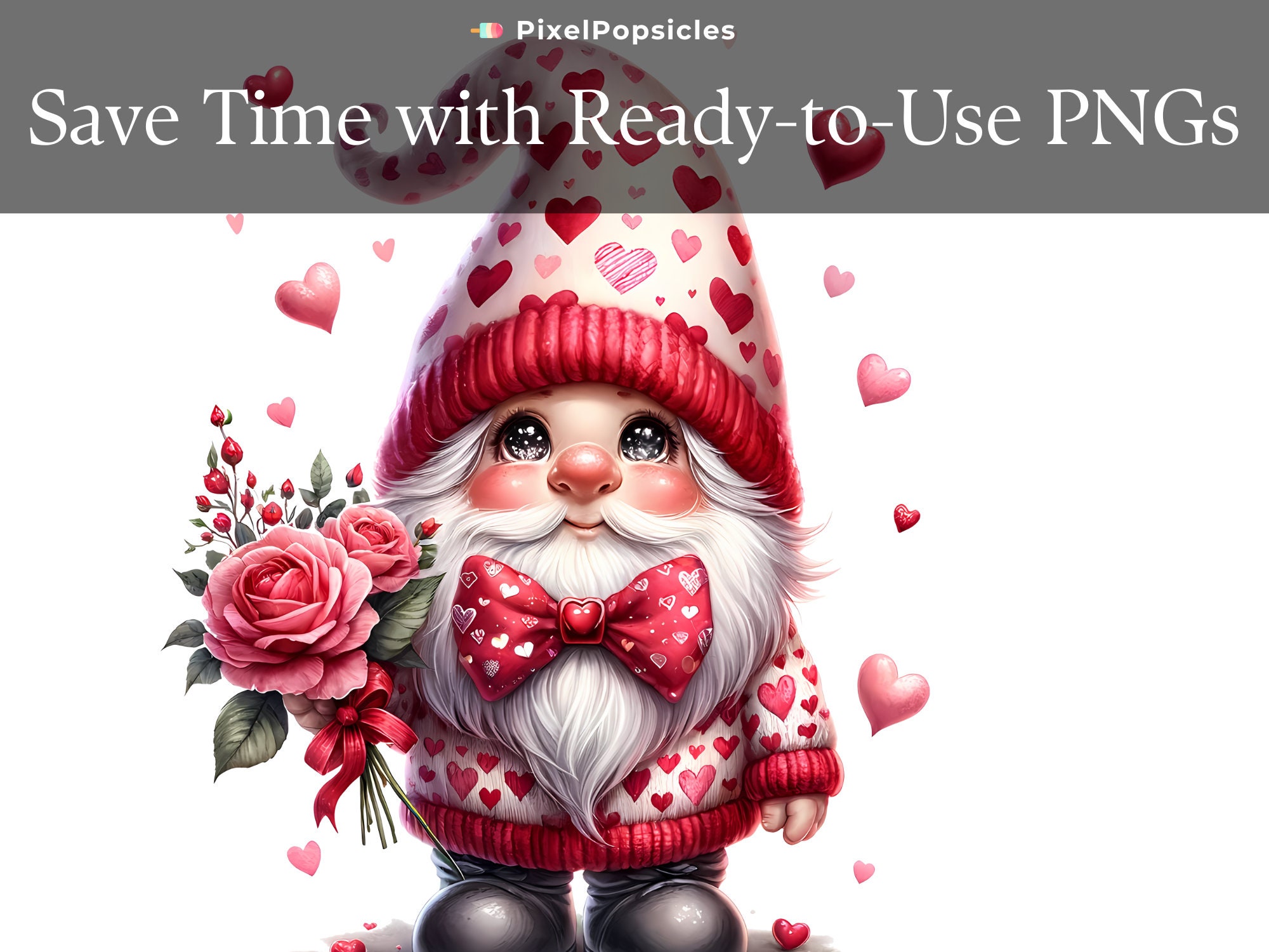 Valentines Pink Gnome Clipart Bundle, Valentines Clipart, Valentines ...