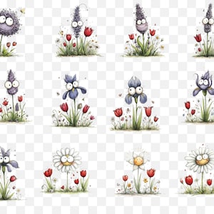 40 Whimsical Flower Clipart – Fantasy Floral Digital Art (PNG) - Etsy