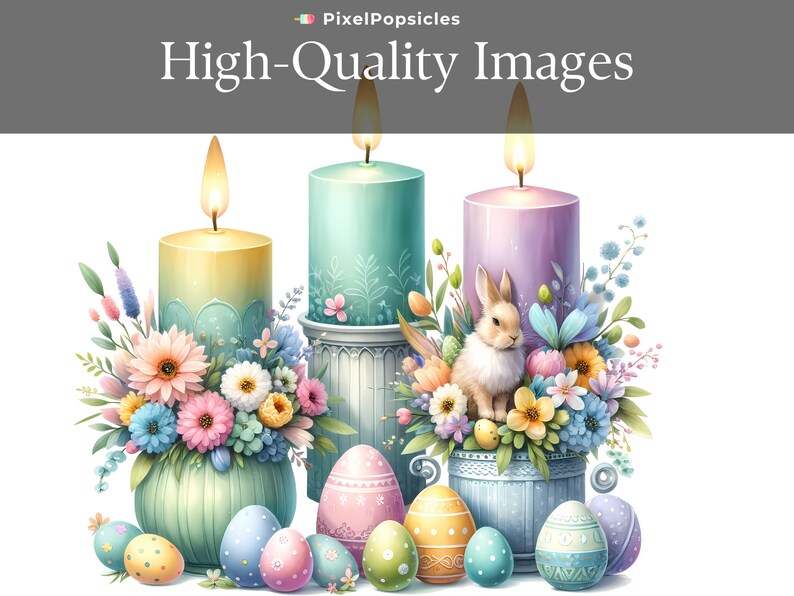 Easter Candle Clipart 12 High Quality Pngs, Memory Book, Junk Journals ...